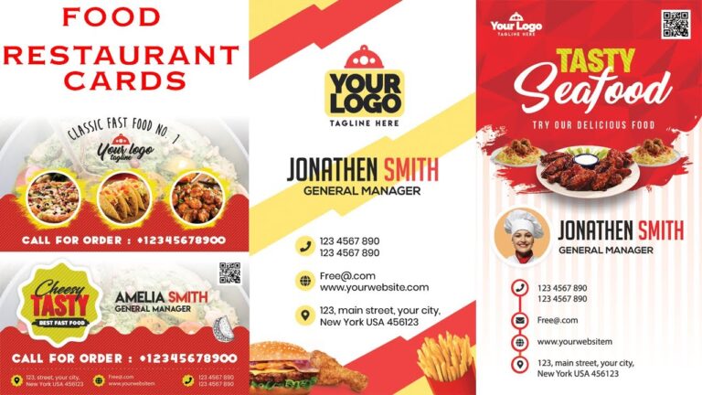 Fast Food Restaurant Business Card Design Templates For Photoshop - PLRBuy